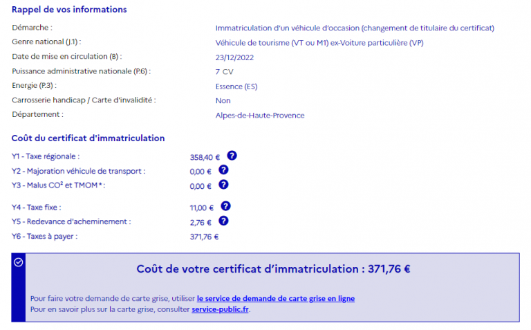 Y6 sur la carte grise : à quoi cela correspond, faire le calcul